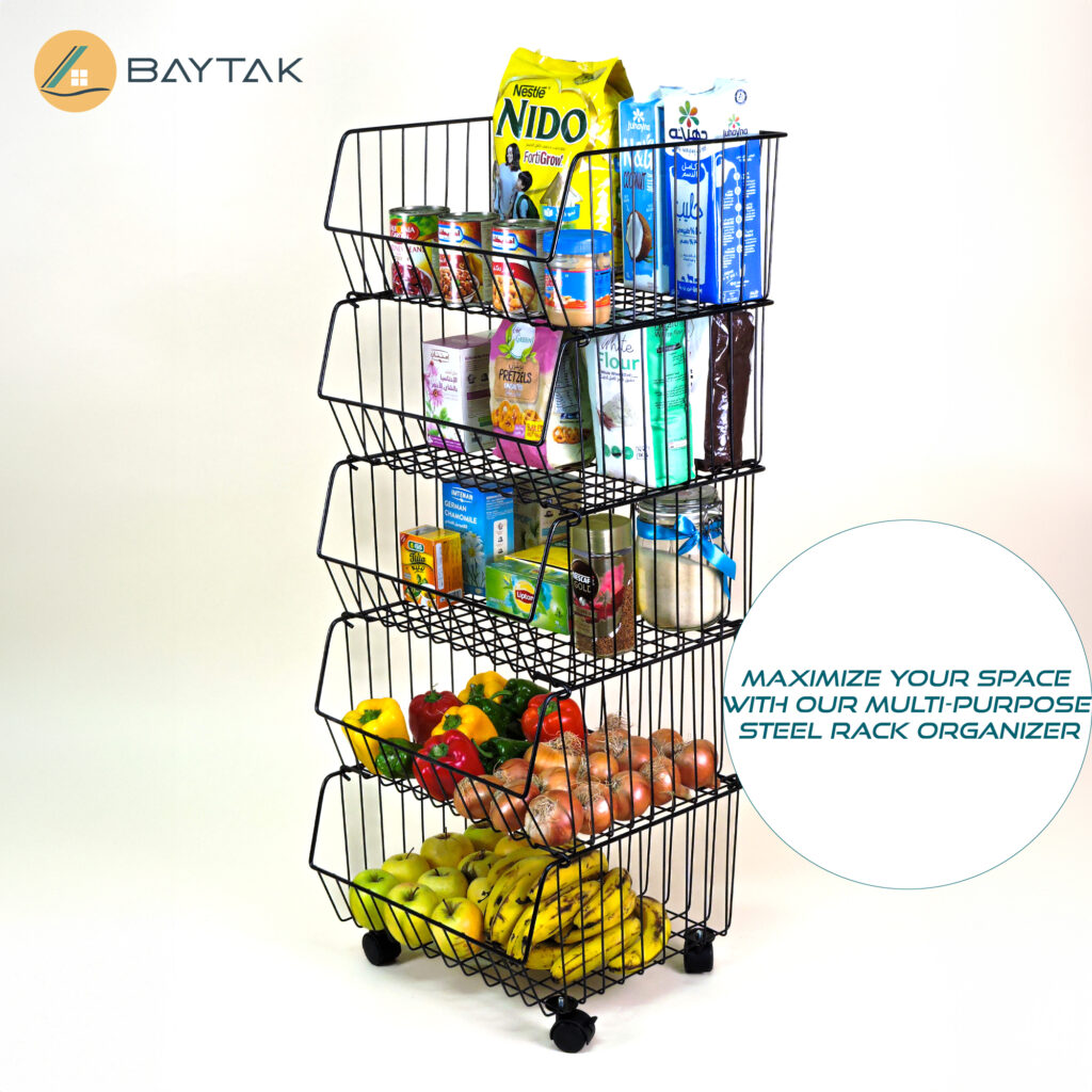 5-layer Floor Multipurpose Storage Basket Steel Rack Organizer – Baytak